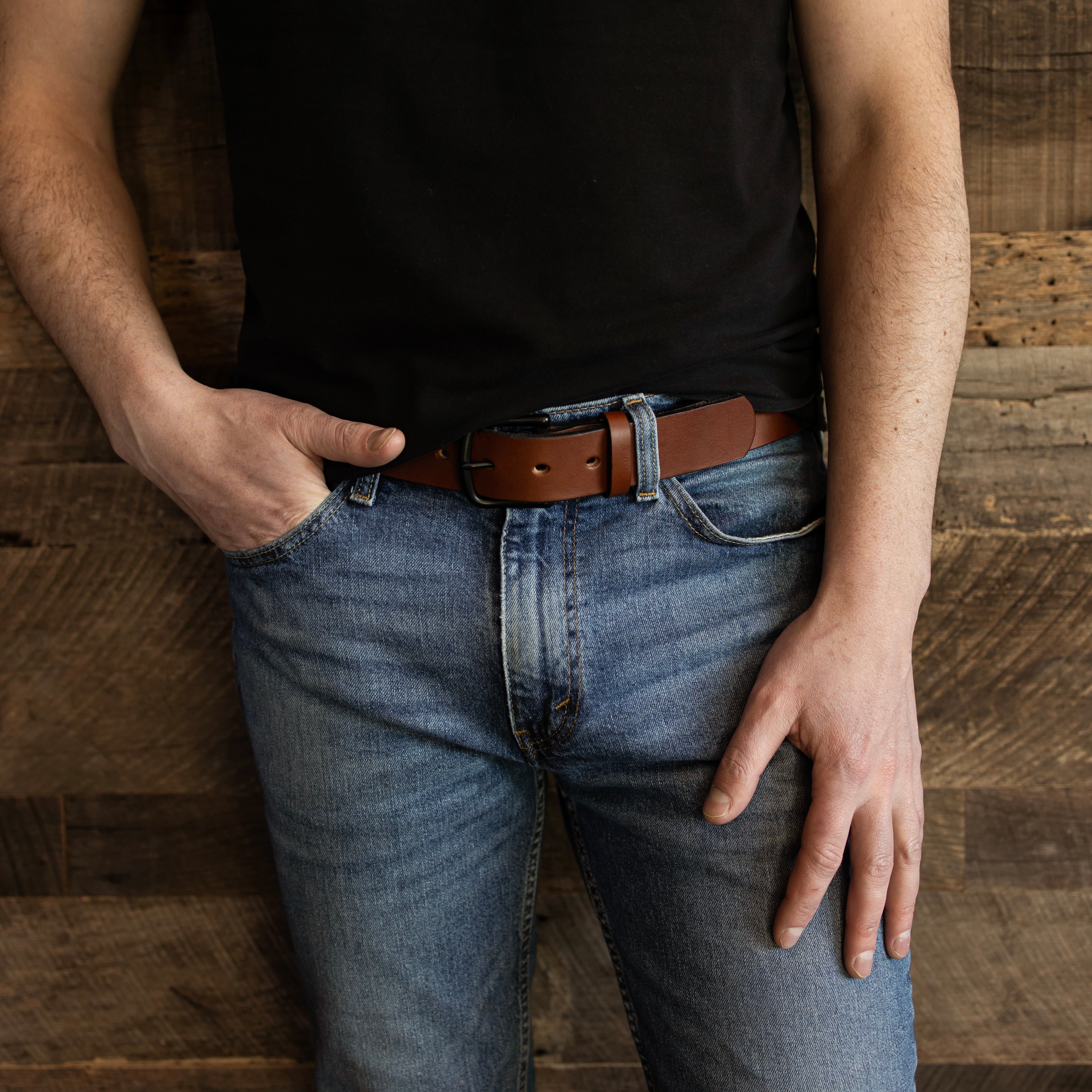 The Samson Belt - brown and black accent – Wynker Original Leather Goods